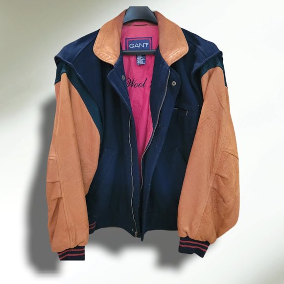 Gant | Jackets & Coats | Gant The Flyer Wool Genuine Leather Bomber ...